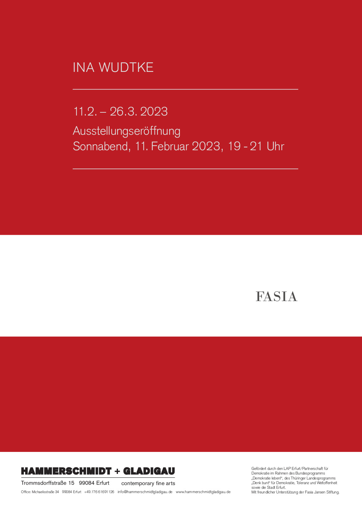 11.2. – 26.3. | FASIA. Ausstellung von Ina Wudtke – LAP Erfurt
